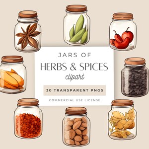 Herbs and Spices Clipart, Cooking Herbs Jars, Kitchen Clipart ...