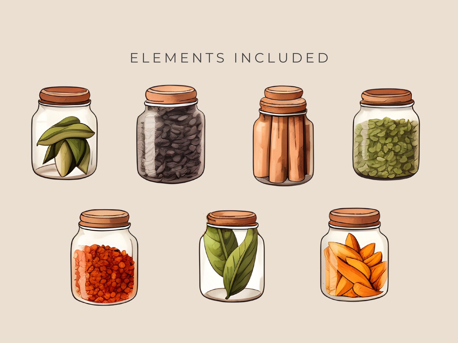 Herbs and Spices Clipart, Cooking Herbs Jars, Kitchen Clipart ...