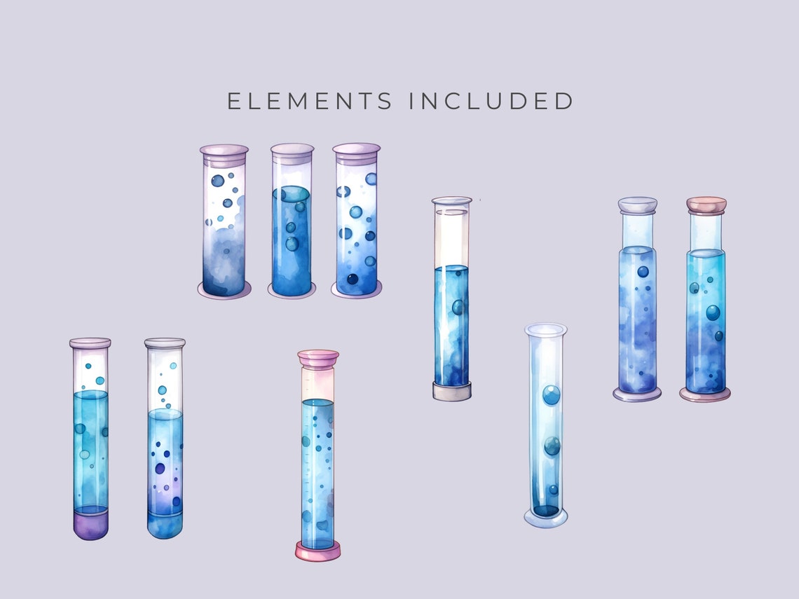 Blue Test Tube Clipart, Pack of 10 Transparent Pngs, Science Class ...
