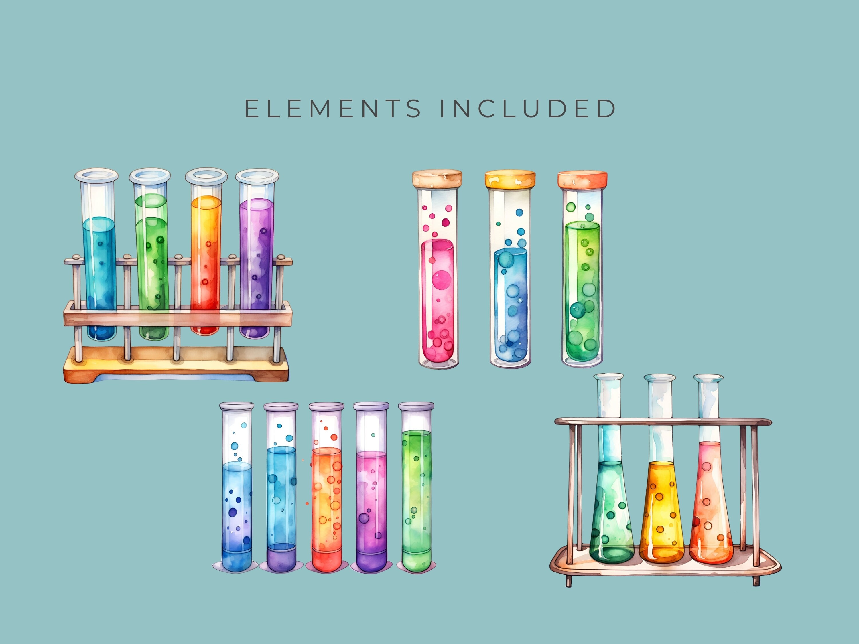 Test Tube Clipart, Pack of 4, Science Class, Chemistry Clip Art ...
