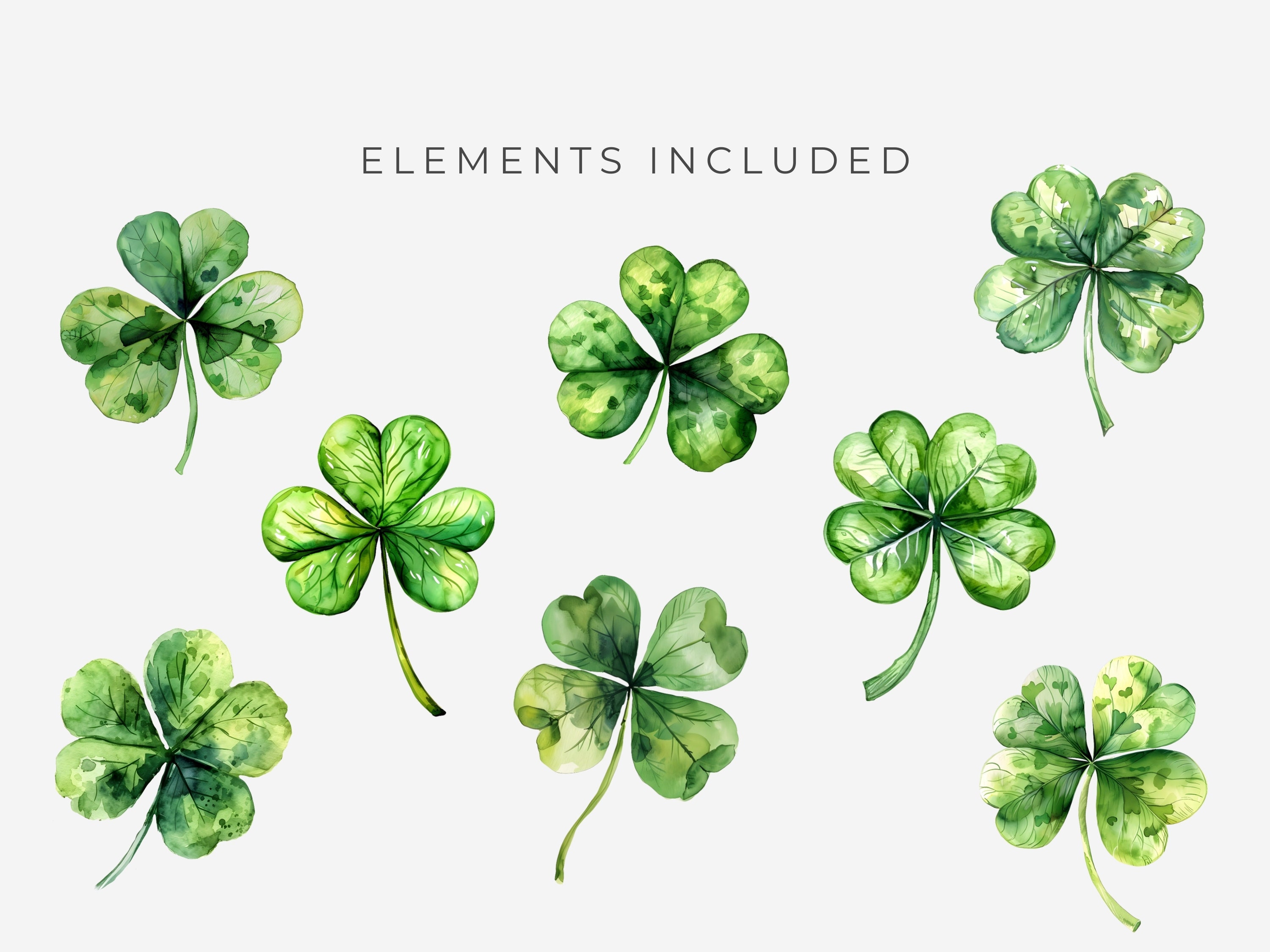Four Leaf Clover Clipart, Watercolour Shamrock PNG, St Patrick's Day ...