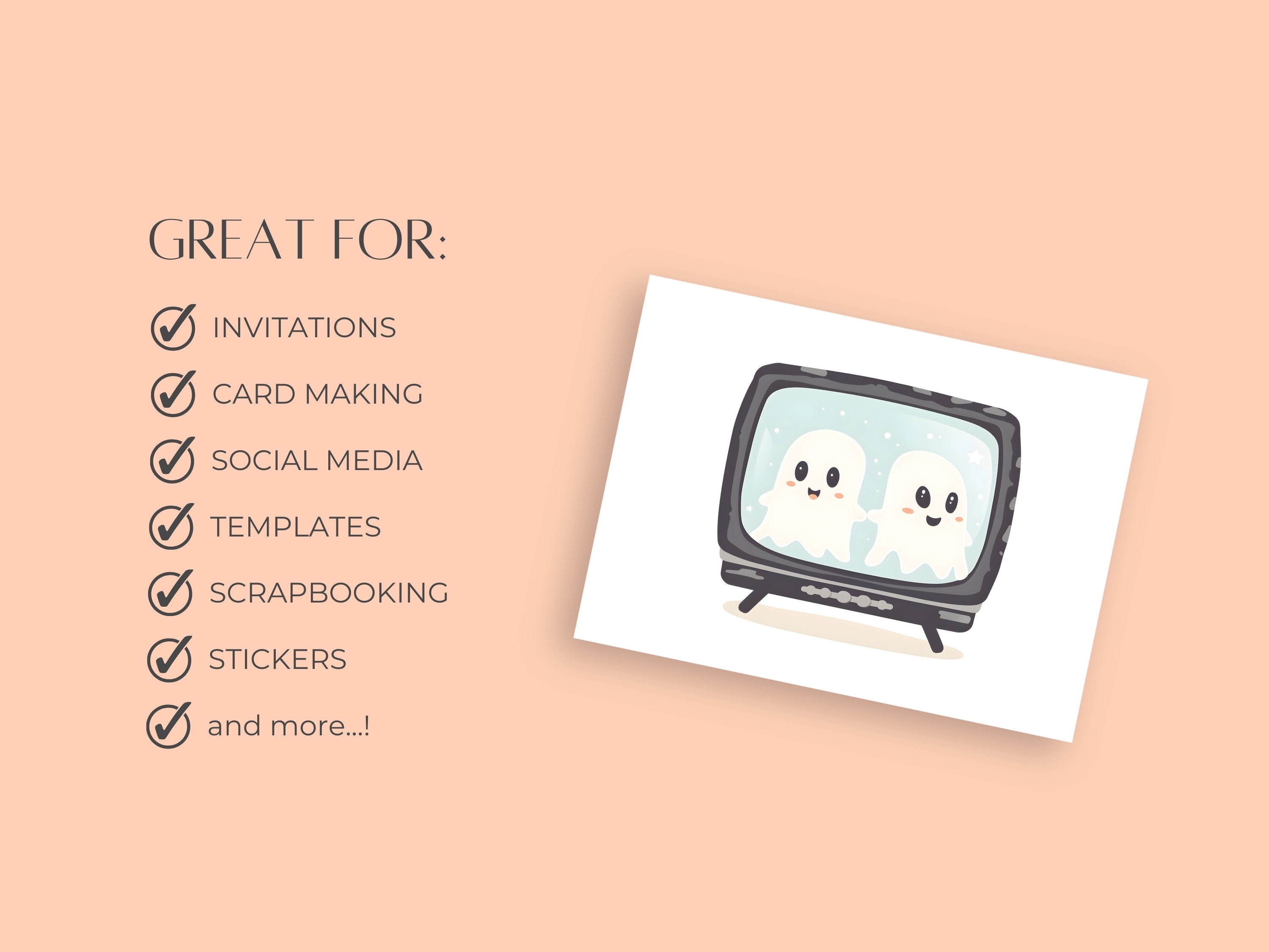 Cute Ghosts Clipart, Retro TV Screen, Kids Halloween, Twin Baby Shower ...