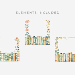 Spring Flower Border PNG, Botanical Book Shelf, Watercolour Wildflowers ...