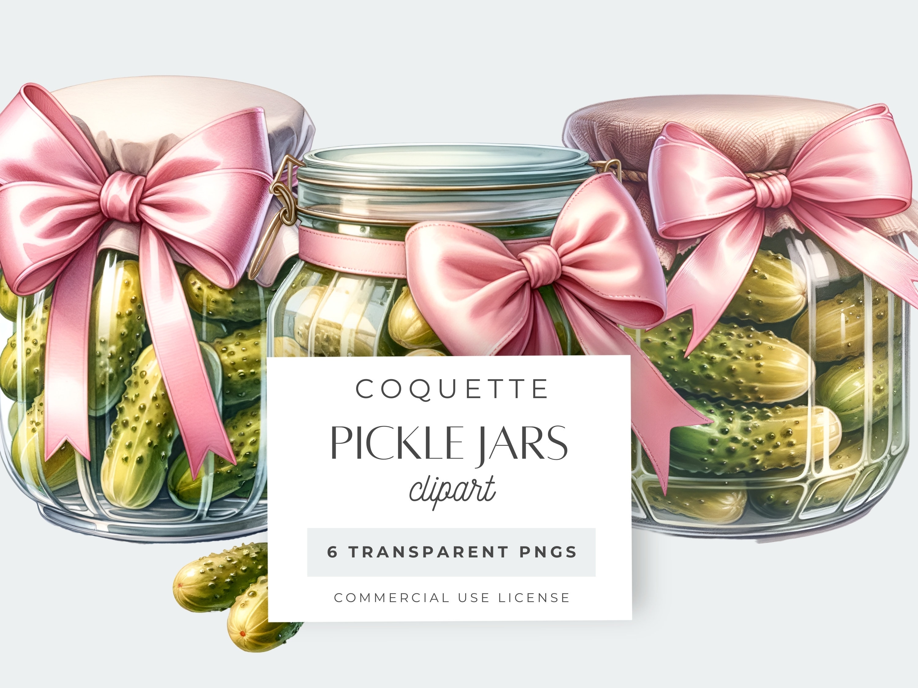 Coquette Pickle PNG, Pickle Jar Clipart, Cute Vegetables, 6 X ...