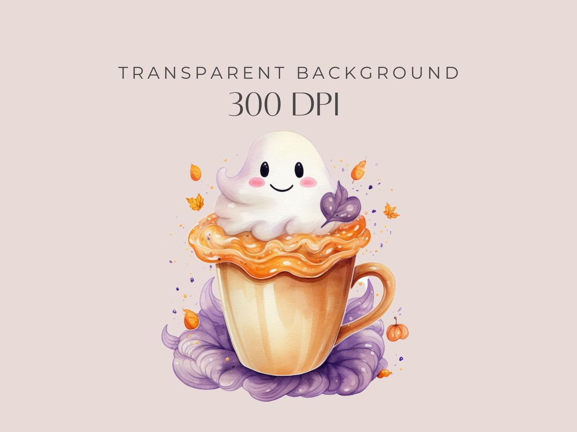 Cute Ghost Coffee Png, Halloween Latte Clipart, Iced Coffee Ghost Png ...