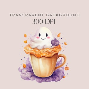 Cute Ghost Coffee Png, Halloween Latte Clipart, Iced Coffee Ghost Png ...
