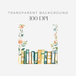 Spring Flower Border PNG, Botanical Book Shelf, Watercolour Wildflowers ...