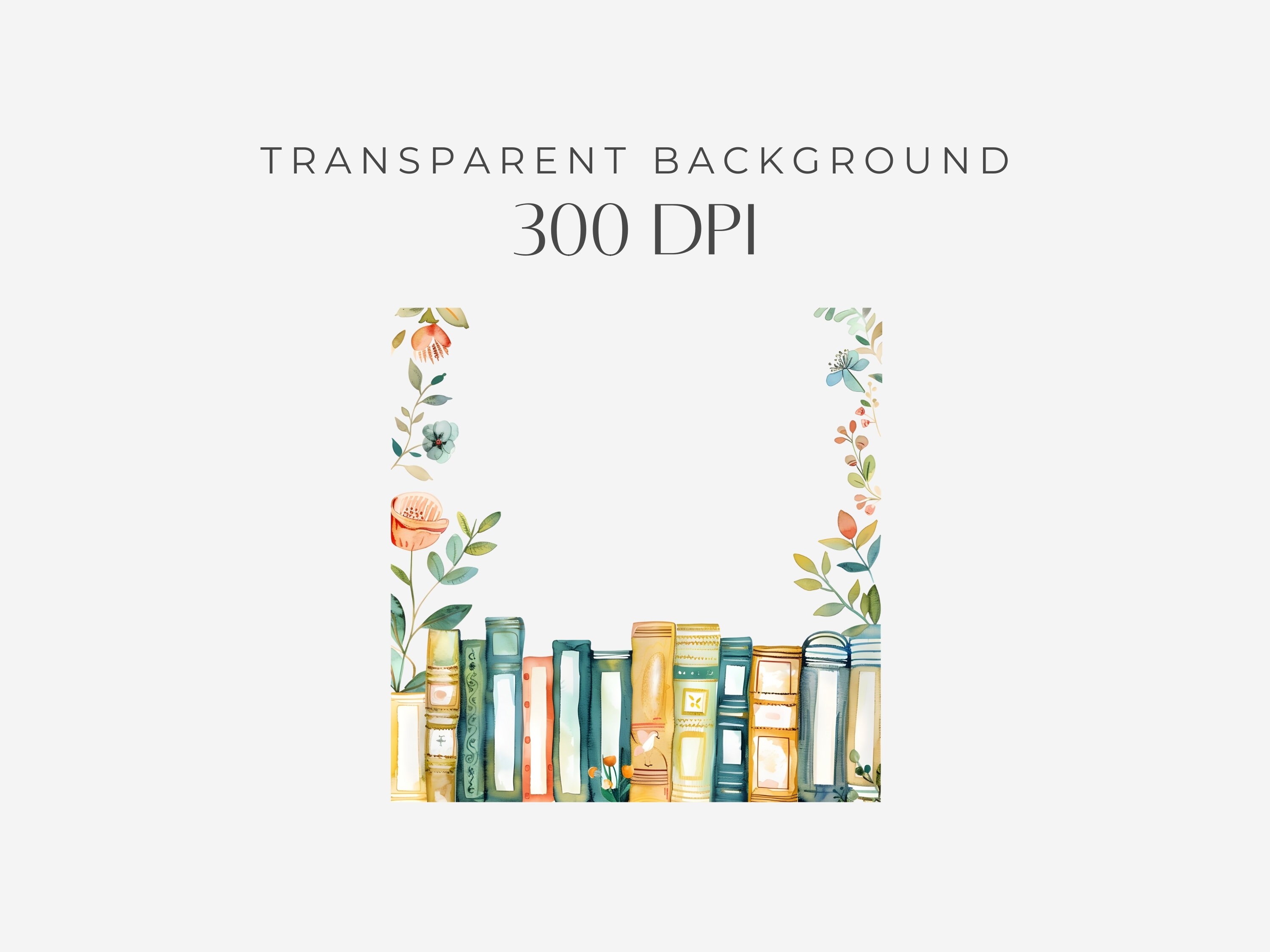 Spring Flower Border PNG, Botanical Book Shelf, Watercolour Wildflowers ...