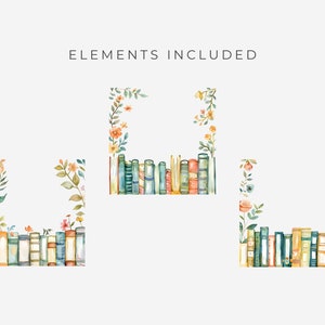 Spring Flower Border PNG, Botanical Book Shelf, Watercolour Wildflowers ...