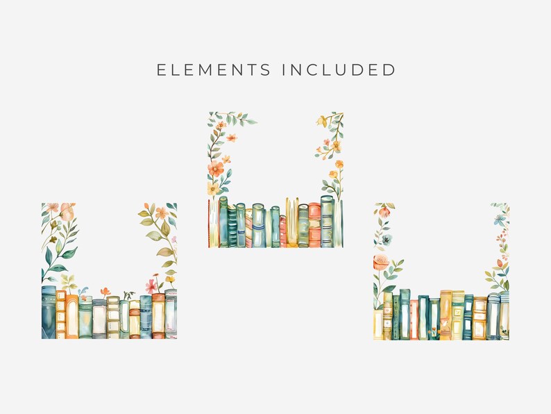 Spring Flower Border PNG, Botanical Book Shelf, Watercolour Wildflowers ...