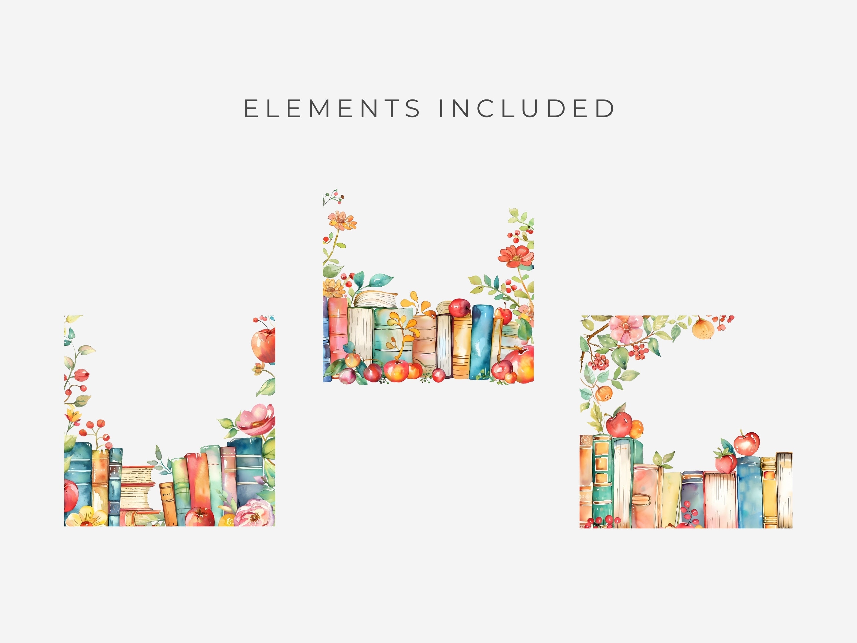 Book Borders PNG Clipart, Botanical Book Shelf, Watercolour Summer ...