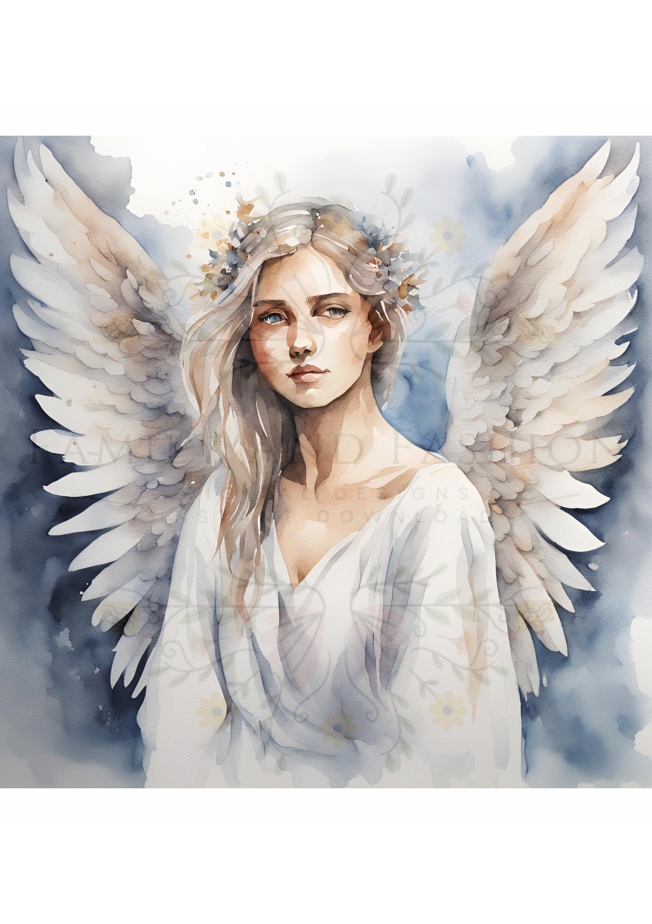 4 Watercolor Angel Image Bundle, Watercolor Images, Angels, Angel Wings ...