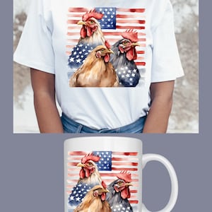 Patriotic Chickens, Independence Day, 4th of July Png, Red White Blue ...