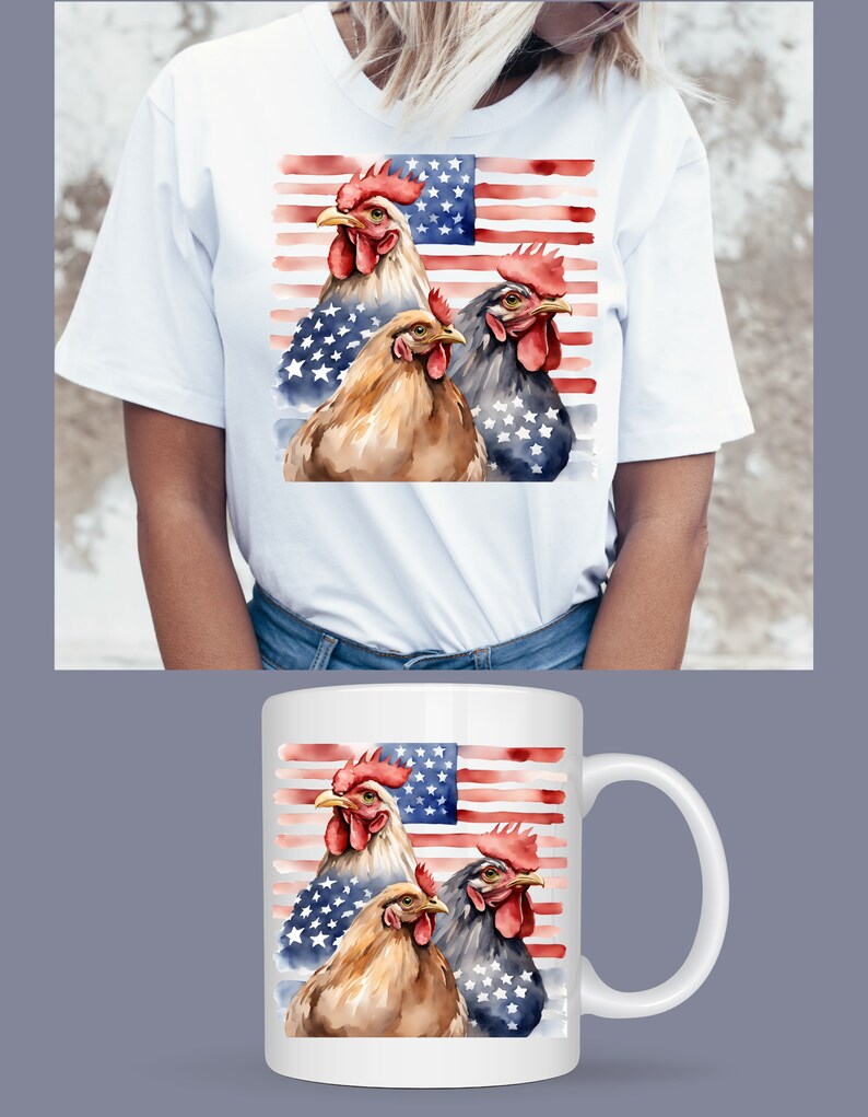 Patriotic Chickens, Independence Day, 4th of July Png, Red White Blue ...