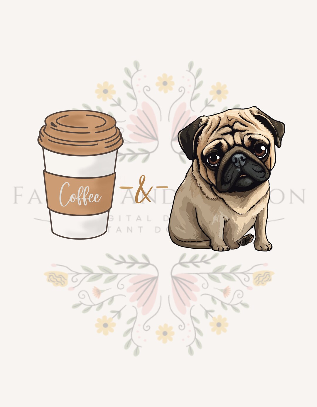 Coffee & Pugs Coffee Lover, Pug Lover, Cute Pug, Dog Mom, Gift for Dog ...