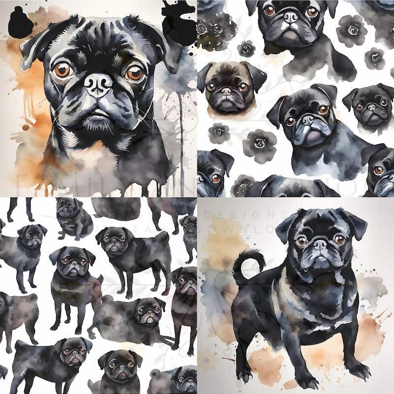 Pug Watercolor - Etsy