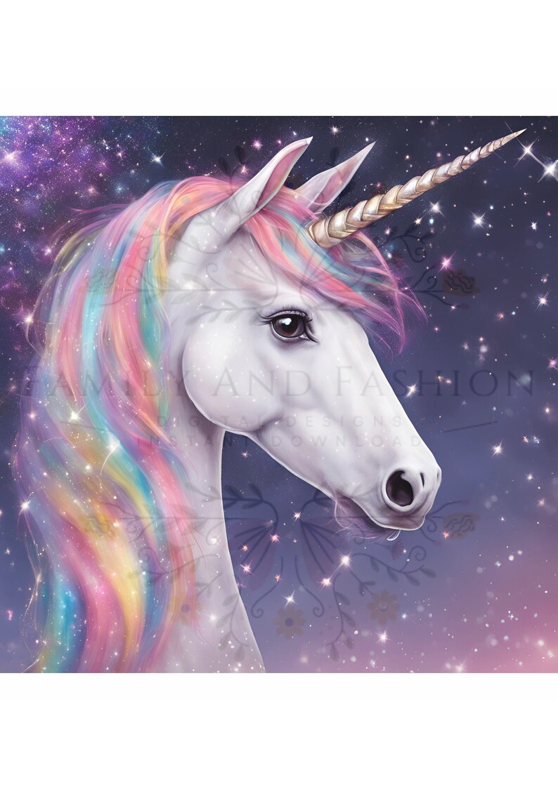 Sparkly Celestial Unicorn Image Bundle, Unicorns, Sparkly, Rainbow ...
