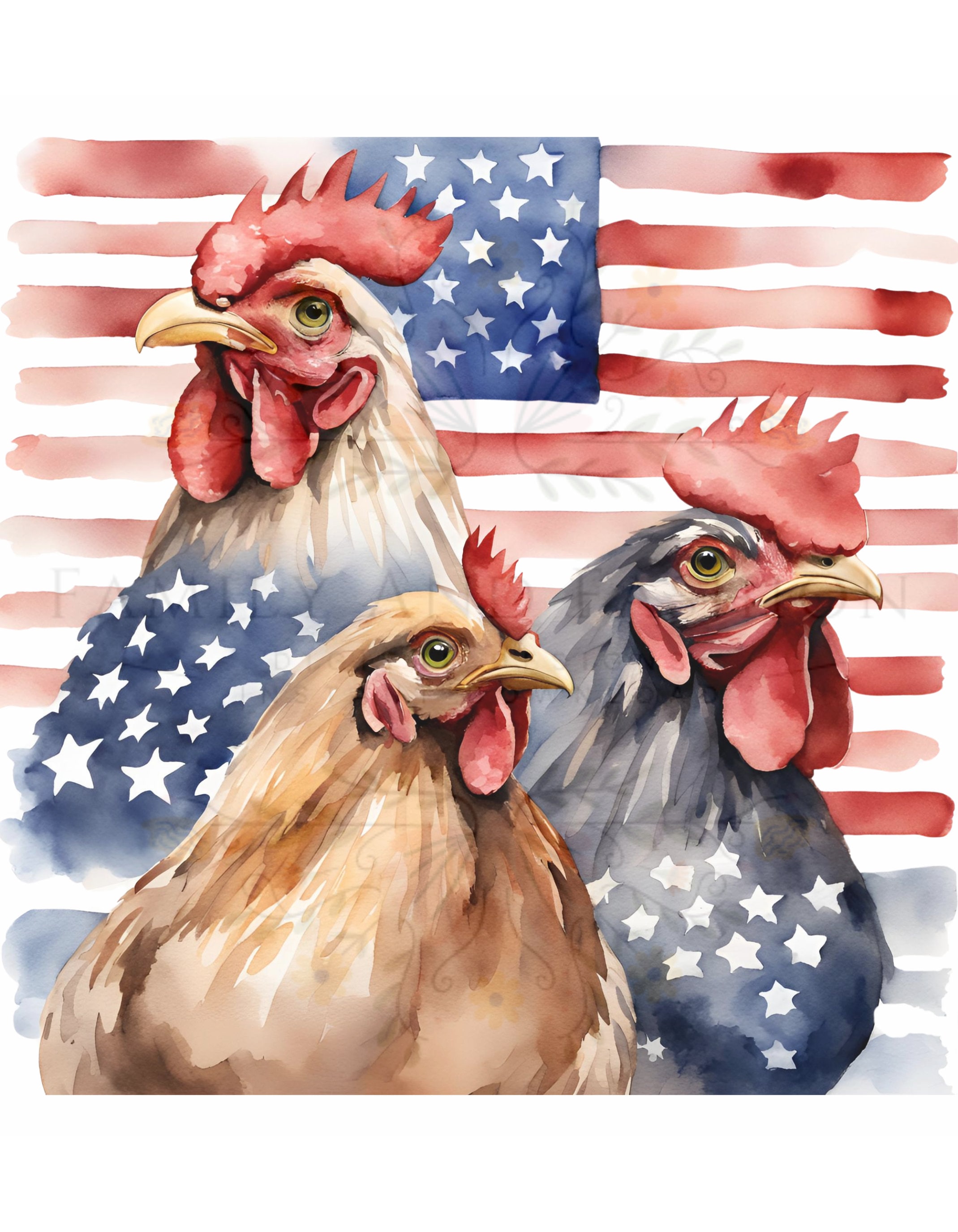 Patriotic Chickens, Independence Day, 4th of July Png, Red White Blue ...
