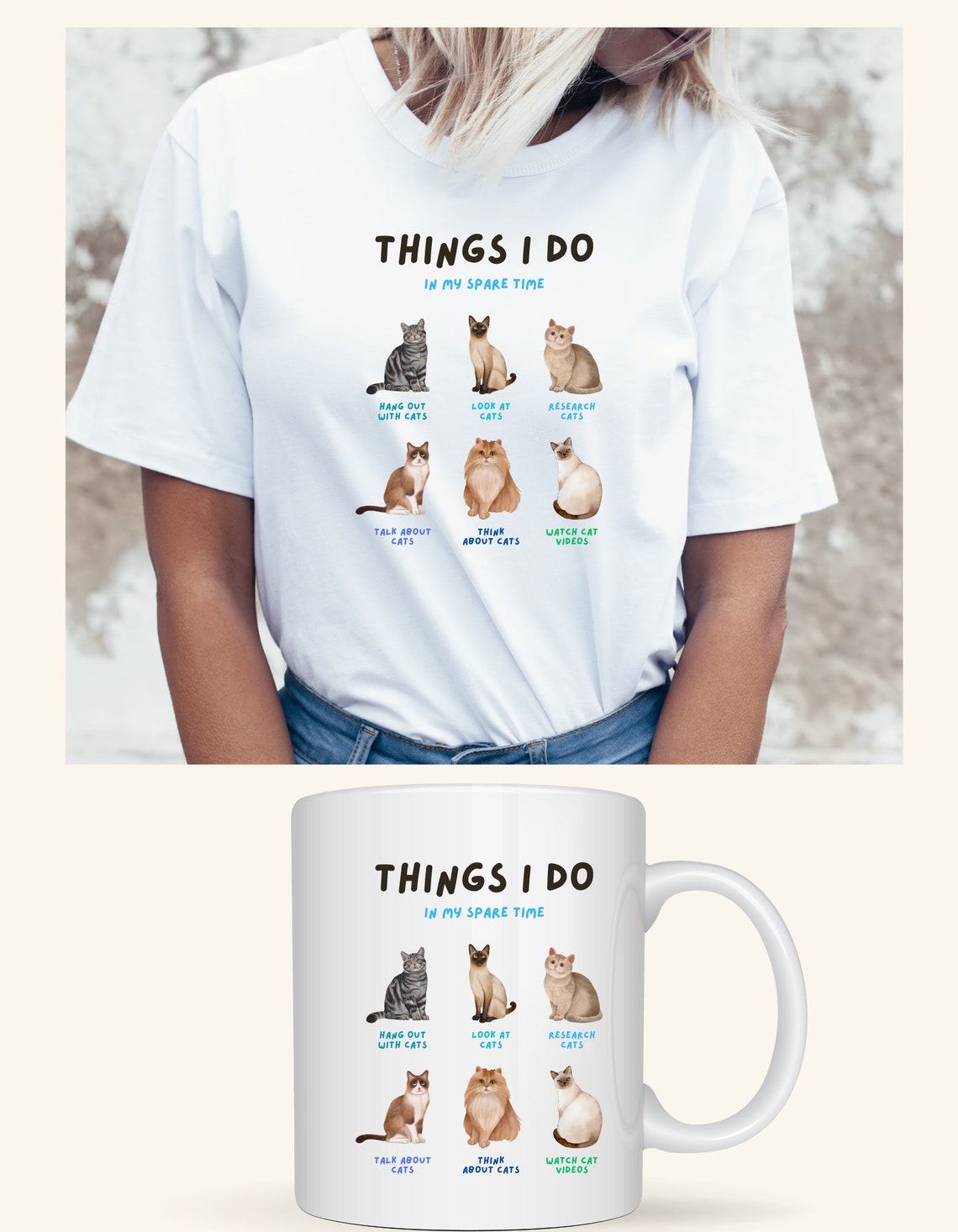 CATS - Things I Do in My Spare Time - Cat Lover, Gift for Cat Owner - T ...
