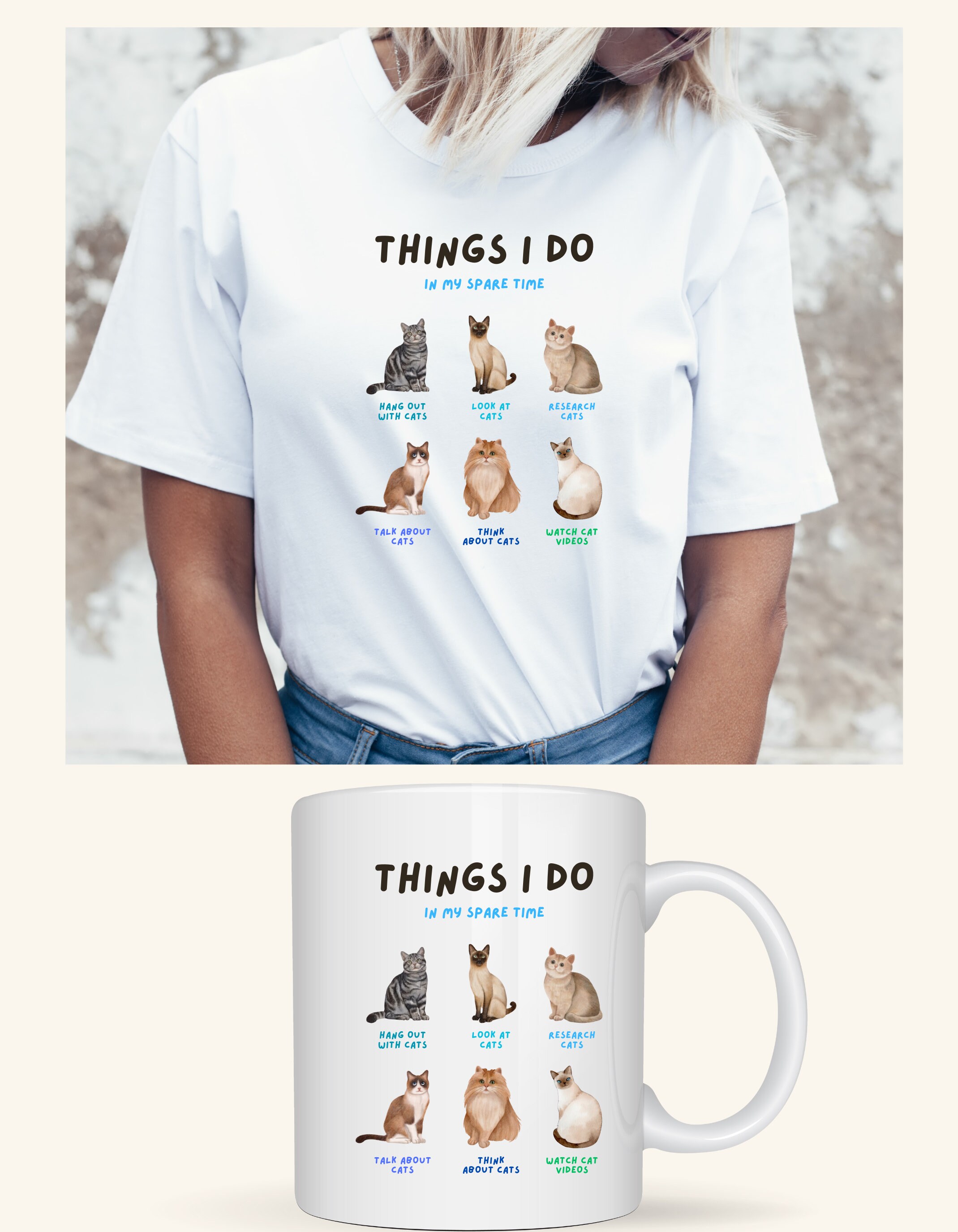 CATS - Things I Do in My Spare Time - Cat Lover, Gift for Cat Owner - T ...