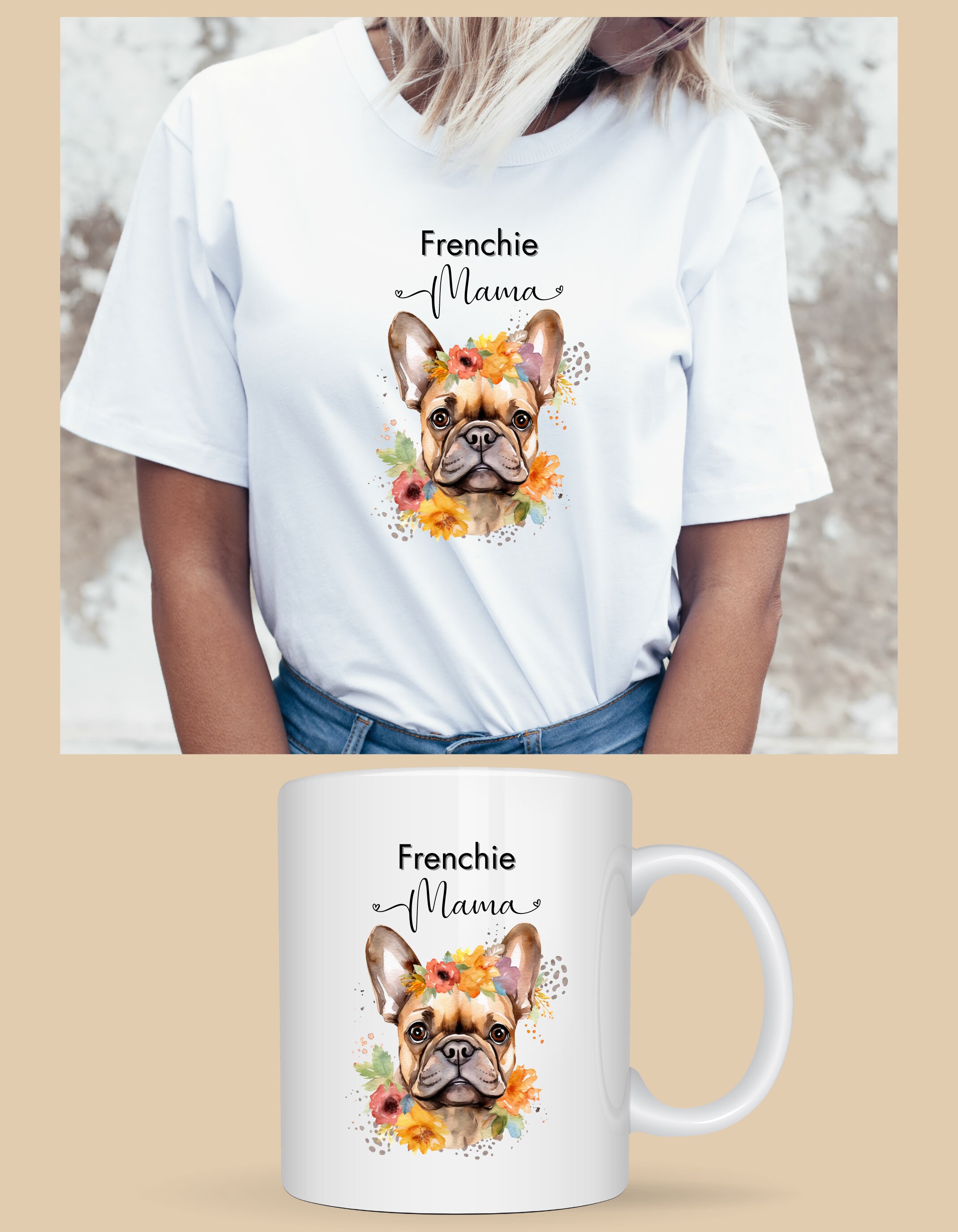 Frenchie Mama, Flower Crown, Frenchie Mom, Dog Lover, Water Color, Cute ...