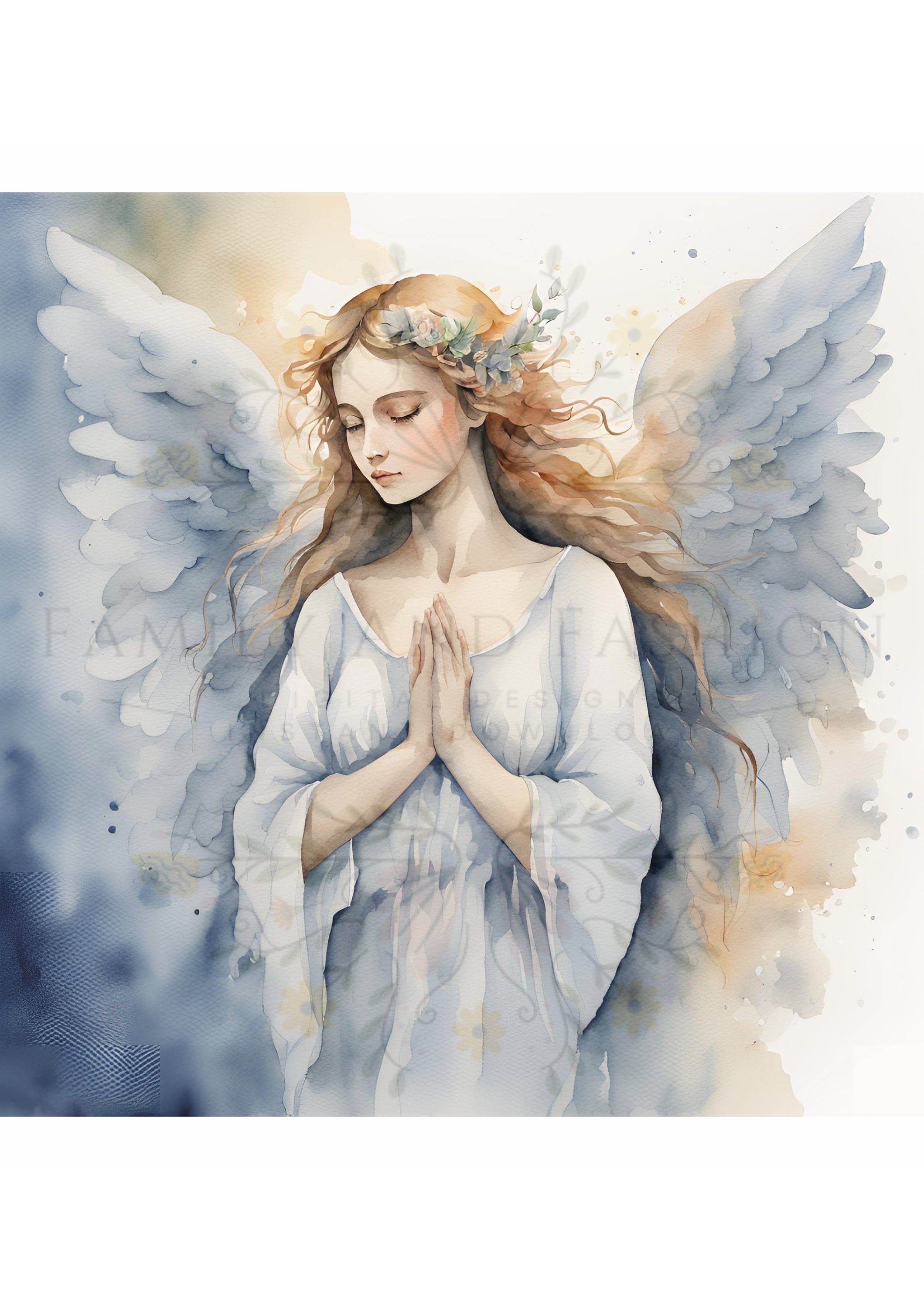 4 Watercolor Angel Image Bundle, Watercolor Images, Angels, Angel Wings ...