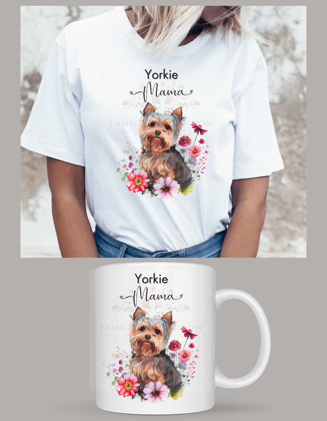 Yorkie Mama, Yorkie, Flowers, Dog Lover, Dog Mom, Mother's Day, Cute ...