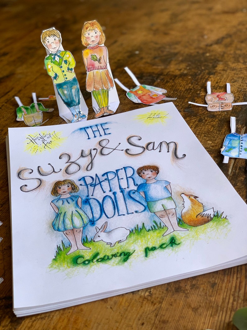 Suzy & Sam Paper Dolls. Colouring Pages. Instant Download. Paper Dolls ...