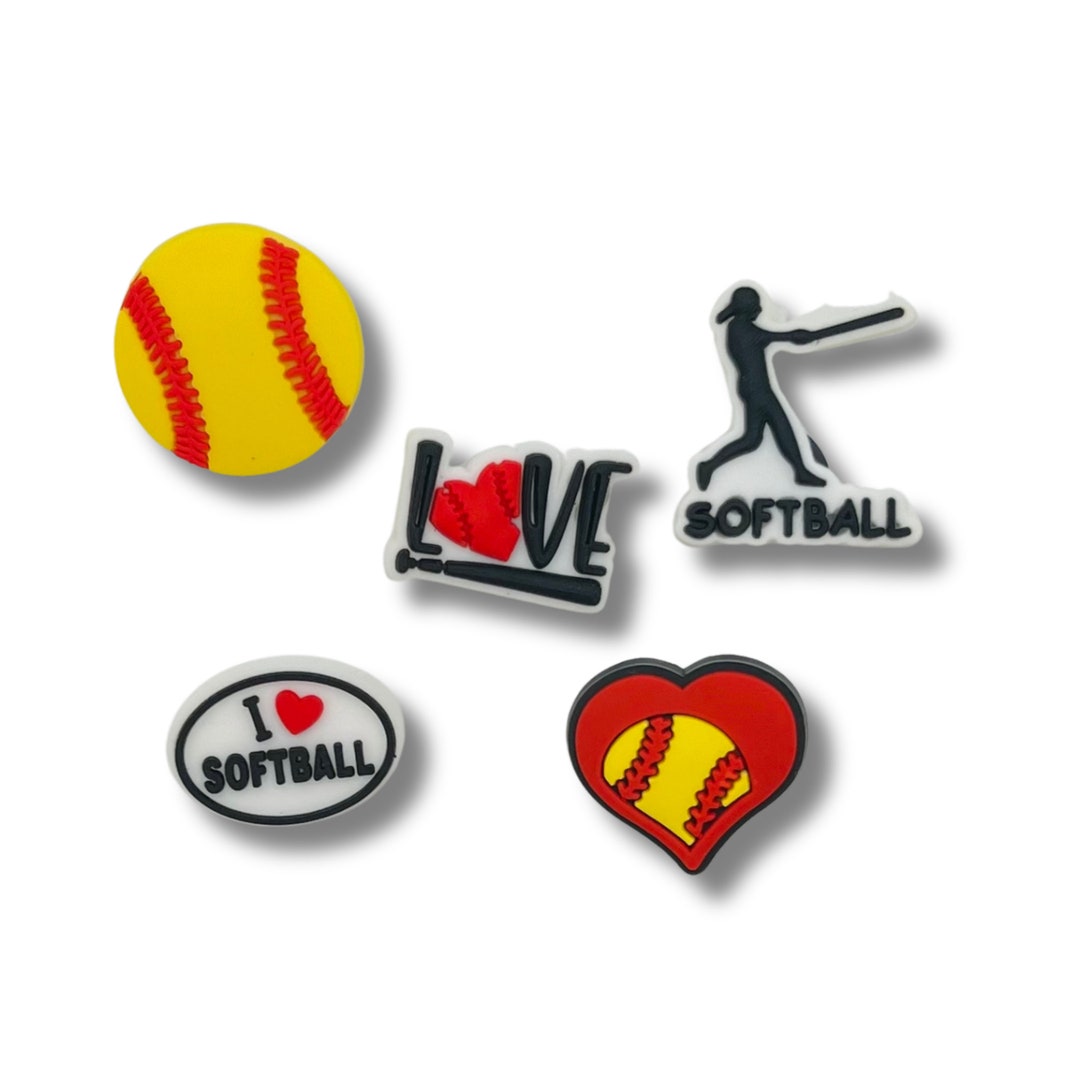 Softball Charms for Crocs, Set of 4 Softball Croc Charms, Crocs Charms ...