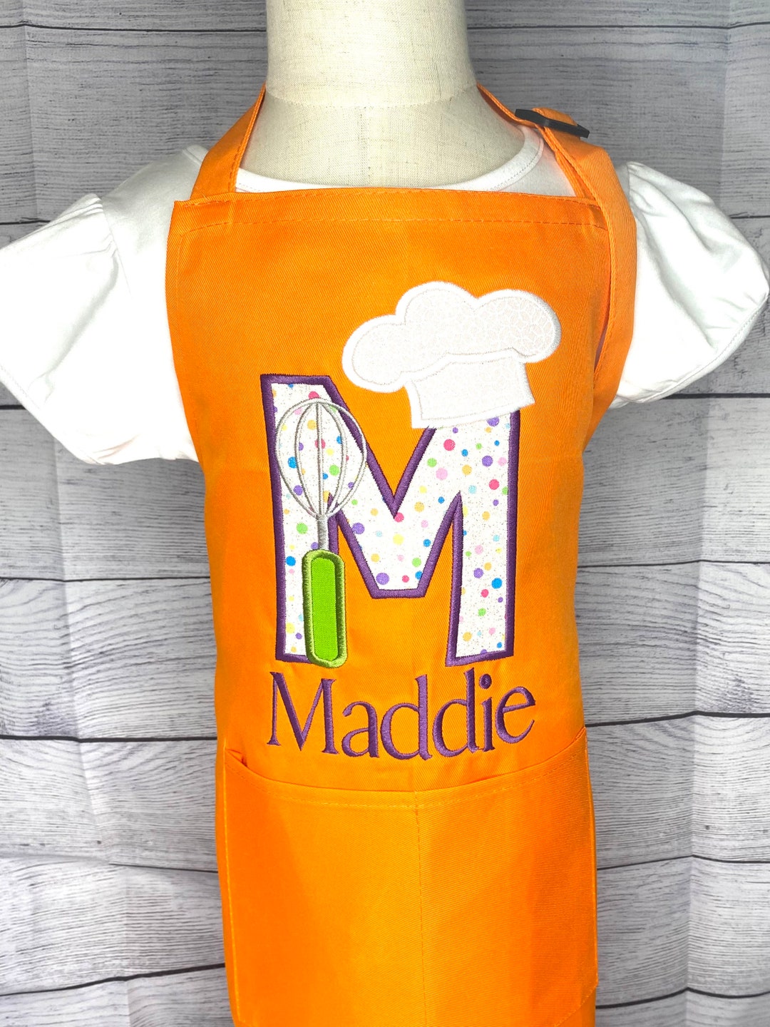 Personalized Kids Apron With Initial and Name, Cooking and Baking Apron ...