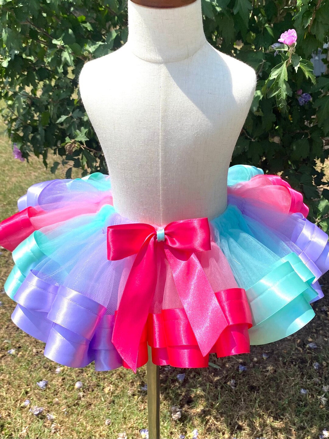 Ribbon Trimmed Tutu: Pink, Aqua, and Lavender - Etsy