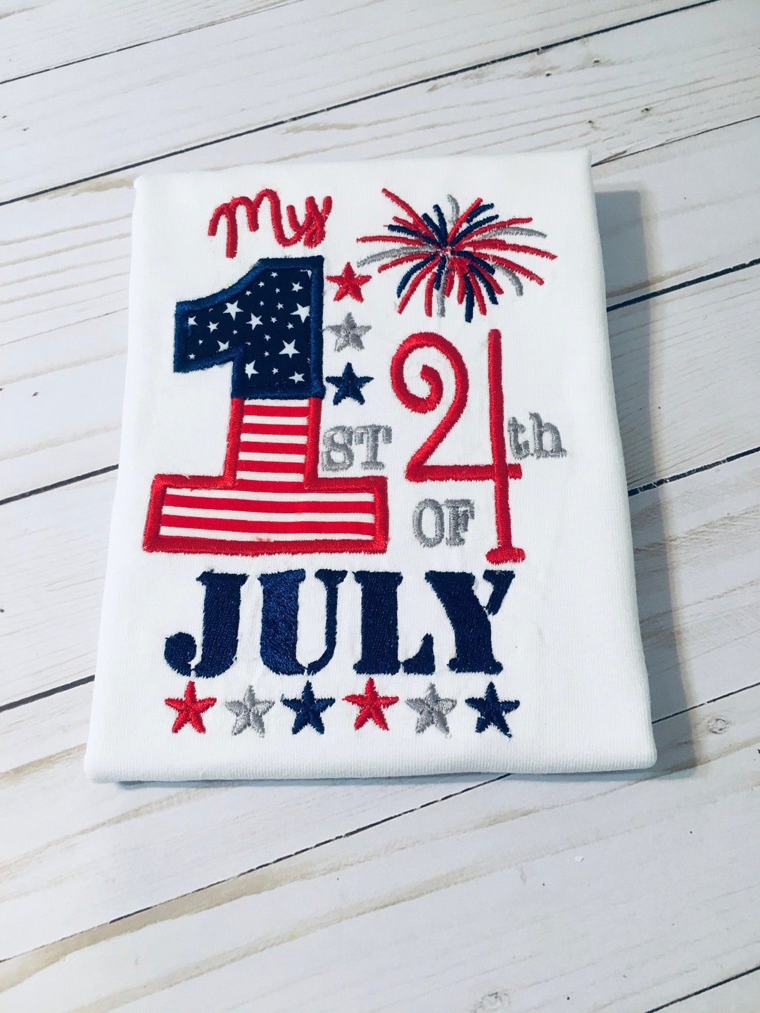 My First 4th of July Embroidered Shirt: Patriotic Baby Outfit - Etsy