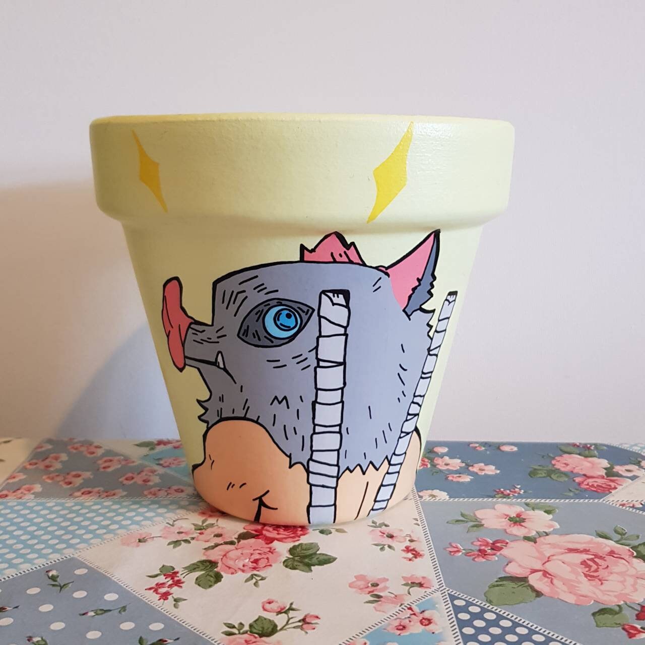 Hand painted pot Demon Slayer Inosuke 15cm Terracotta | Etsy