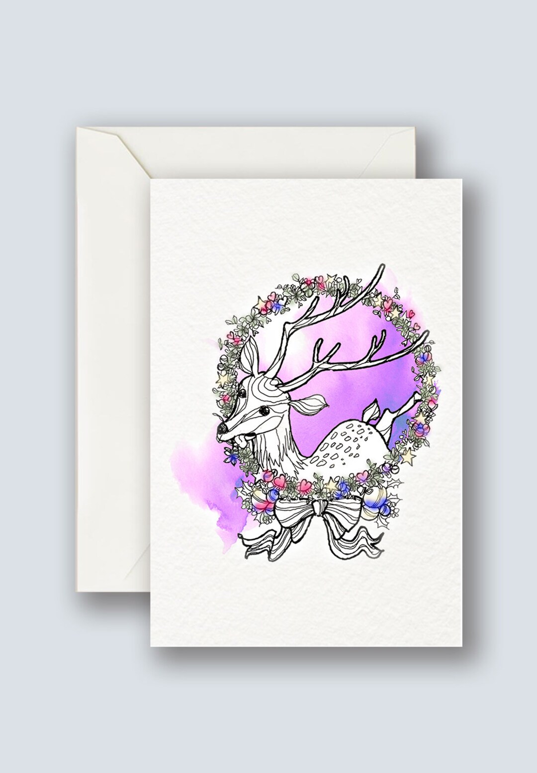 Winter Deer | Dear, OH Deer! | Drawn Holiday Cards | Reindeer Holiday ...