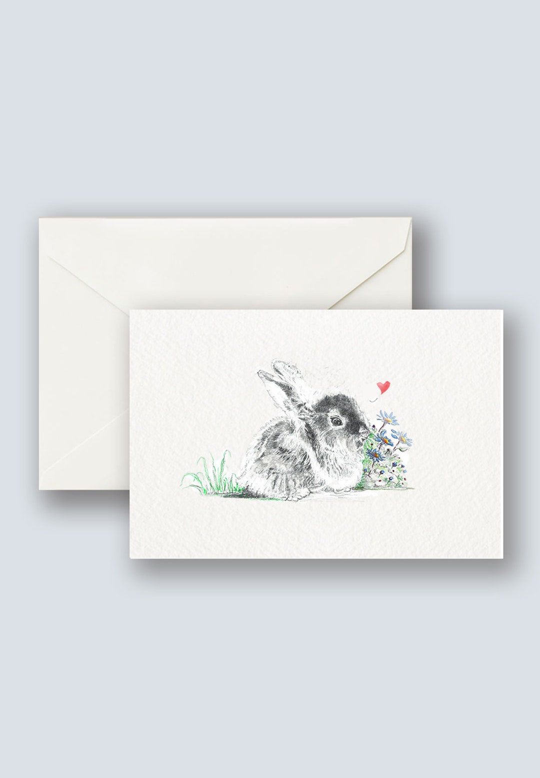 Spring Bunny Notecard | Cute Cards | Holiday Greetings | Love Notes - Etsy