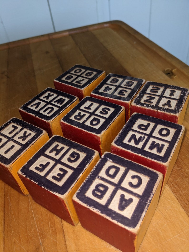 Rare Vintage Toy Wooden Alphabet Blocks Set - Etsy