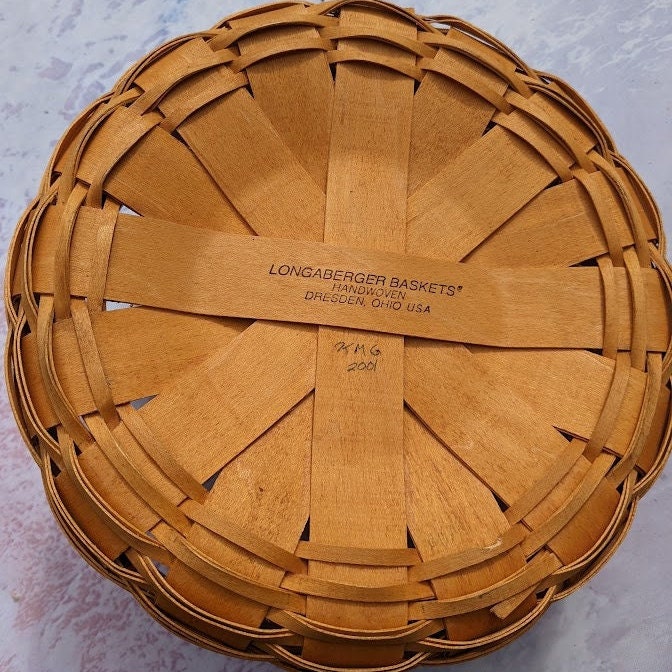 Longaberger 10" Round Basket With Leather Handles - Etsy