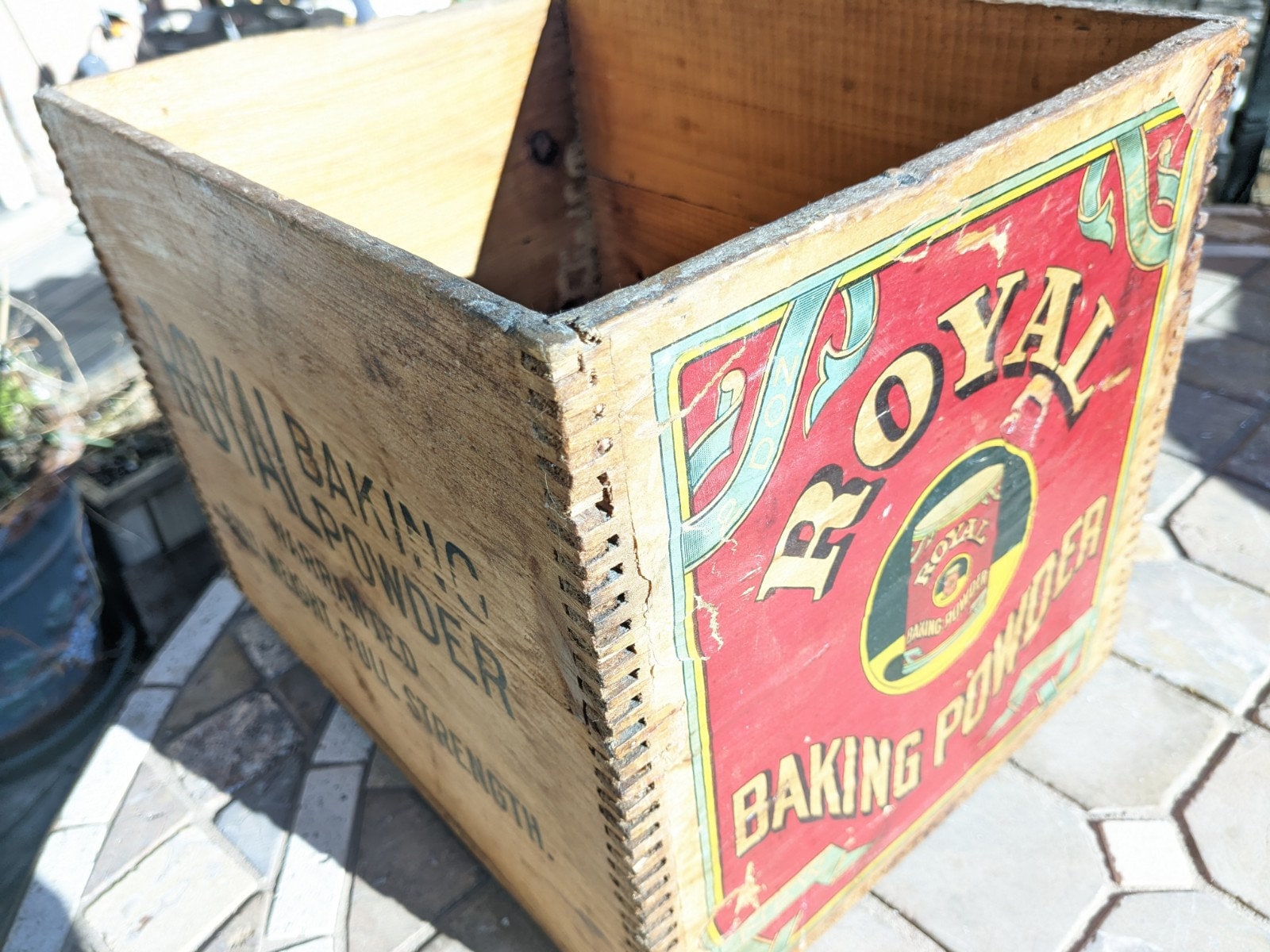 Large Vintage Royal Baking Powder Wood Advertising Box With Dovetailed ...