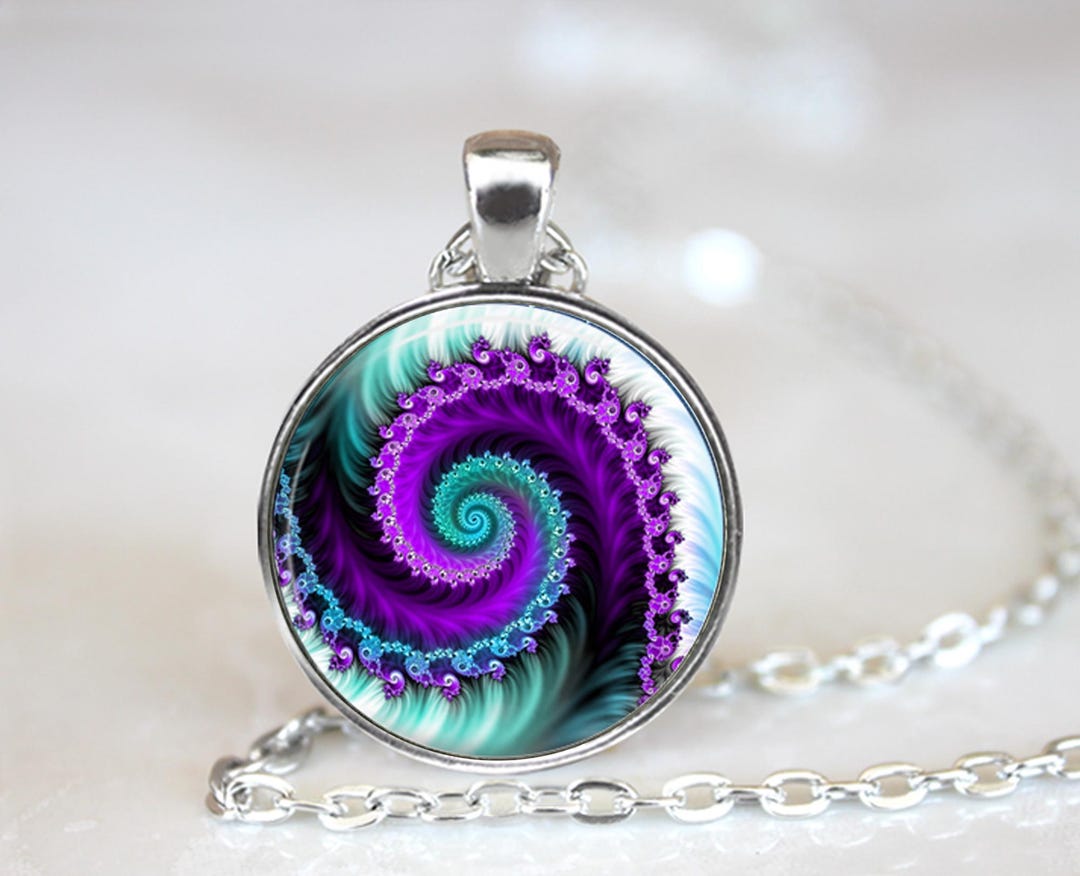 Fibonacci Spiral Fractal Pendant: Sacred Geometry Necklace – Free Gift ...