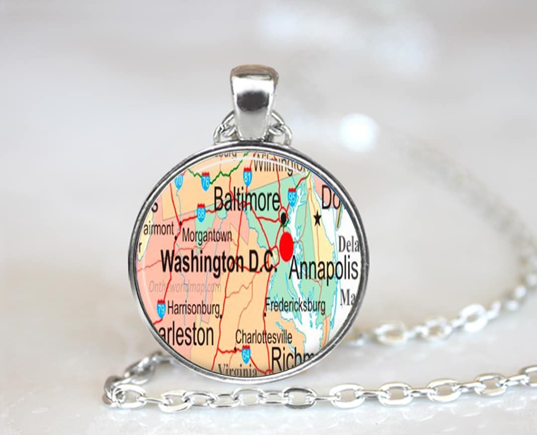 Maryland Map Necklace, Maryland Pendant, Maryland Map Pendant, State ...