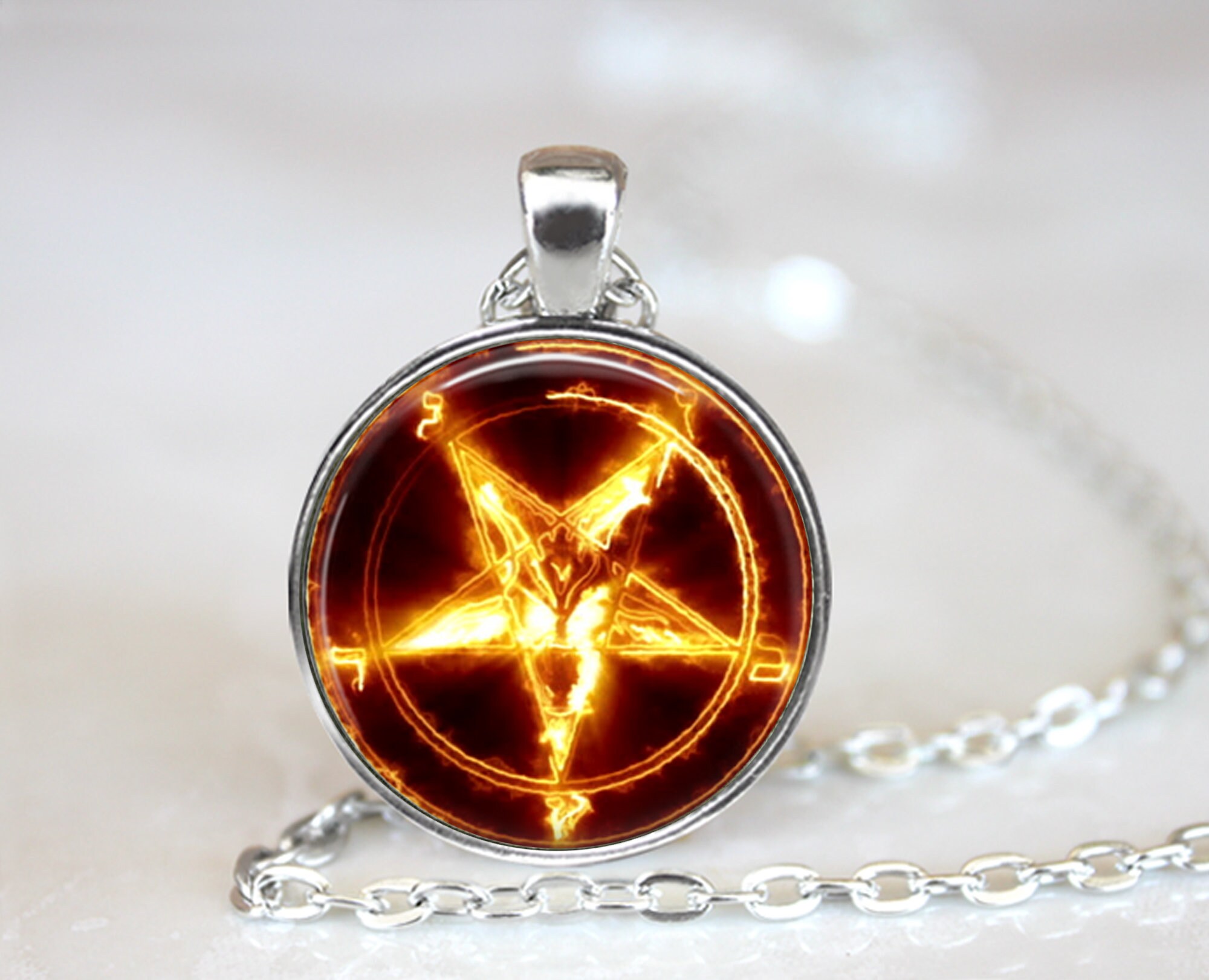 Satanic pentagram necklace store