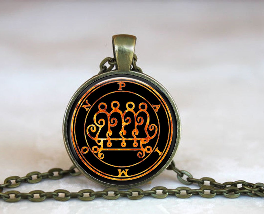 Paimon Satanic Occult Seal Sigil Necklace, Paimon Witchcraft Demon ...