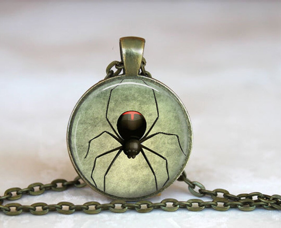 Black Widow Spider Pendant, Spider Necklace, Halloween Spider, Spider ...