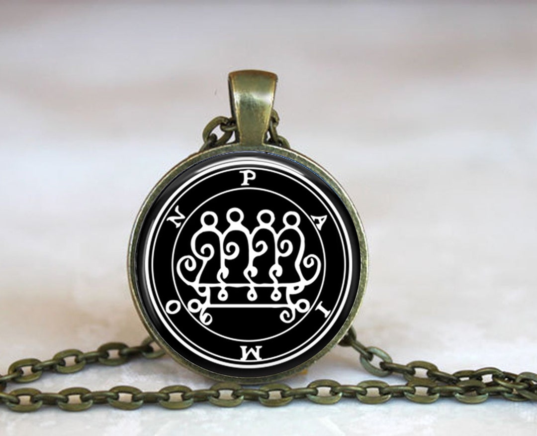 Paimon Satanic Occult Seal Sigil Necklace, Paimon Witchcraft Demon ...