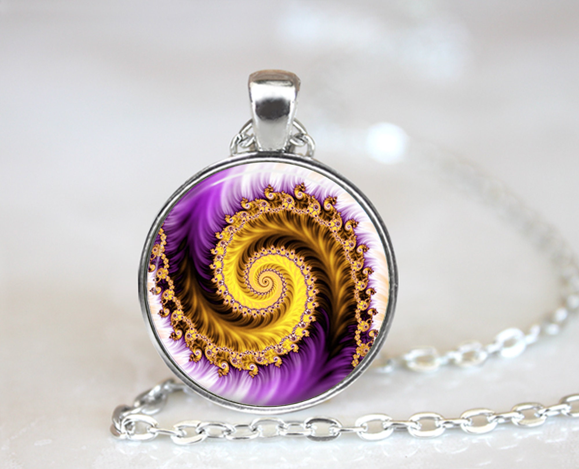 Fibonacci Spiral Fractal Sacred Geometry Necklace Fibonacci - Etsy