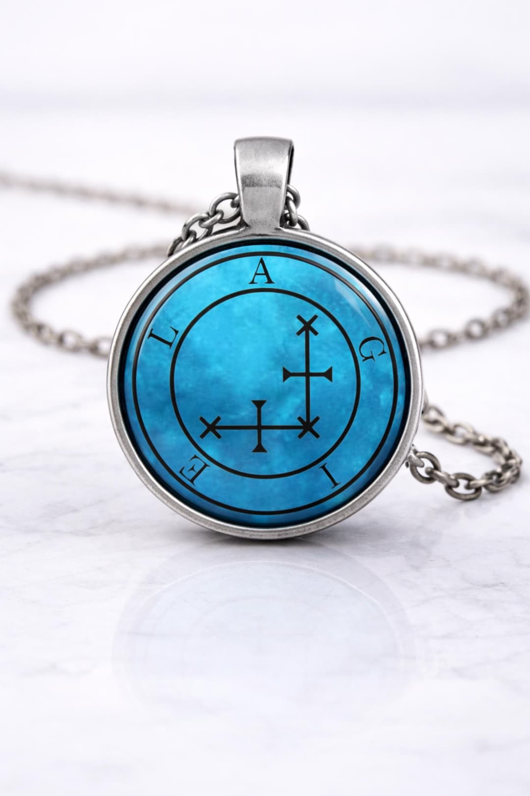 AGIEL Sigil Pendant – Turquoise Occult Talisman Necklace – Free Gift ...