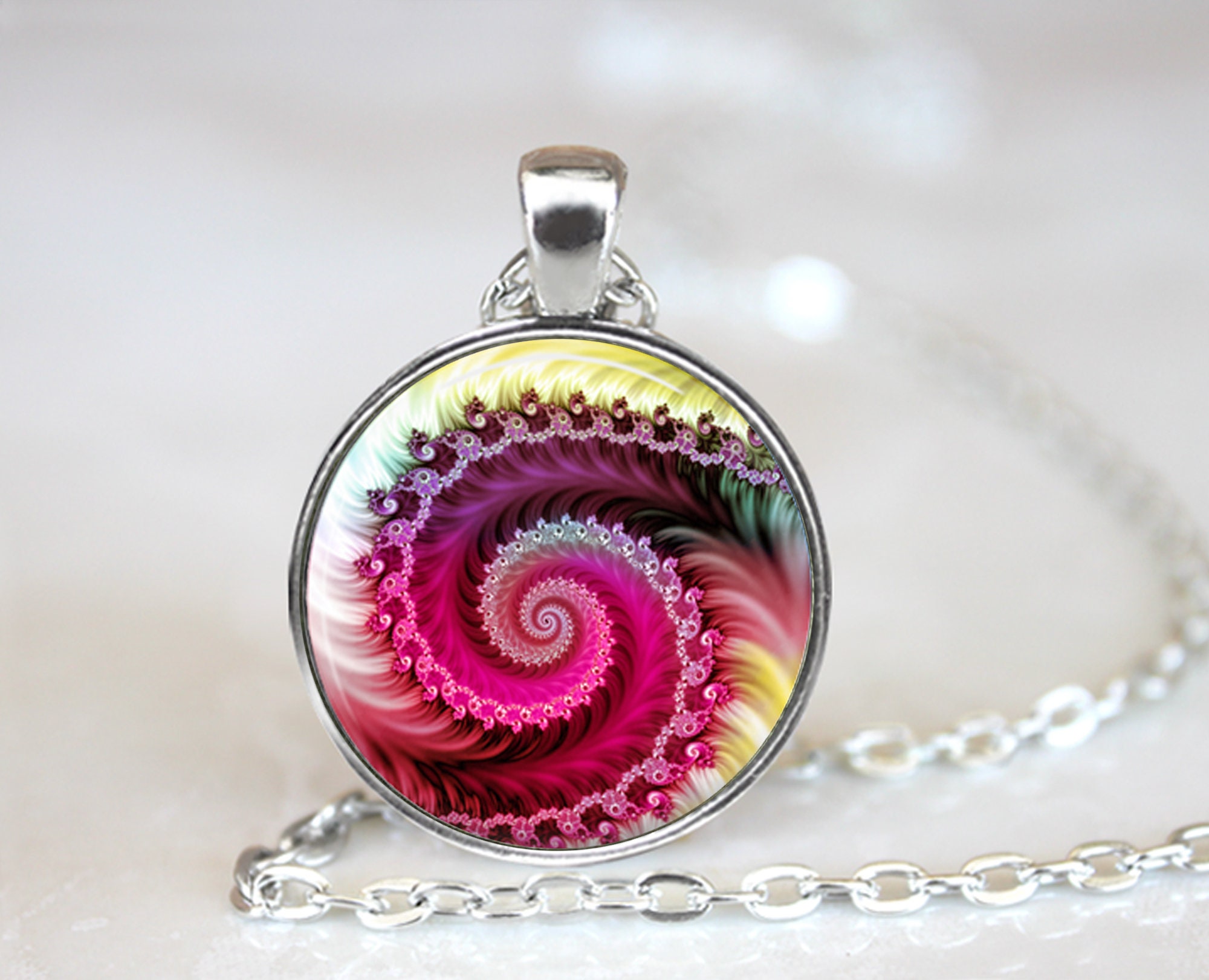 Fibonacci Spiral Fractal Sacred Geometry Necklace Fibonacci | Etsy