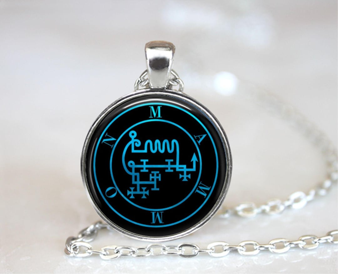 MAMMON Pendant, Summoning Sigil, Blue Writing, King of Wealth, Money ...
