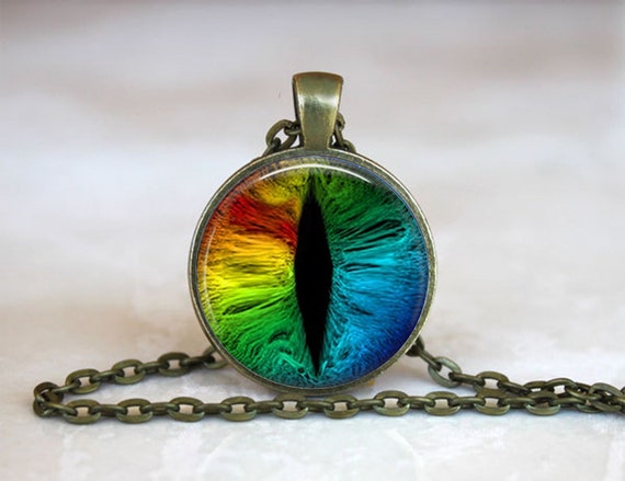 Rainbow Dragon Eye Necklace Dragon jewelry dragon Pendant | Etsy