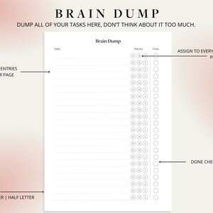 Brain Dump Printable Pages | Checklist Notebook | Undated Daily To-dos ...